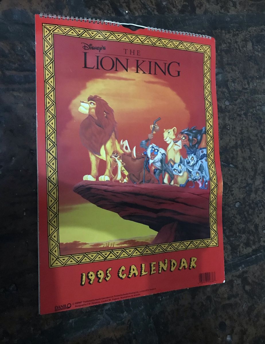 1995 Calendar Disneys The Lion King Original Importado | Produto ...