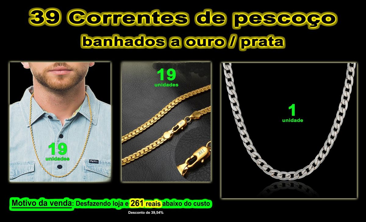 39 Correntes de Pescoço Semi-jóias Banhadas a Ouro Ou Prata Abaixo do ...