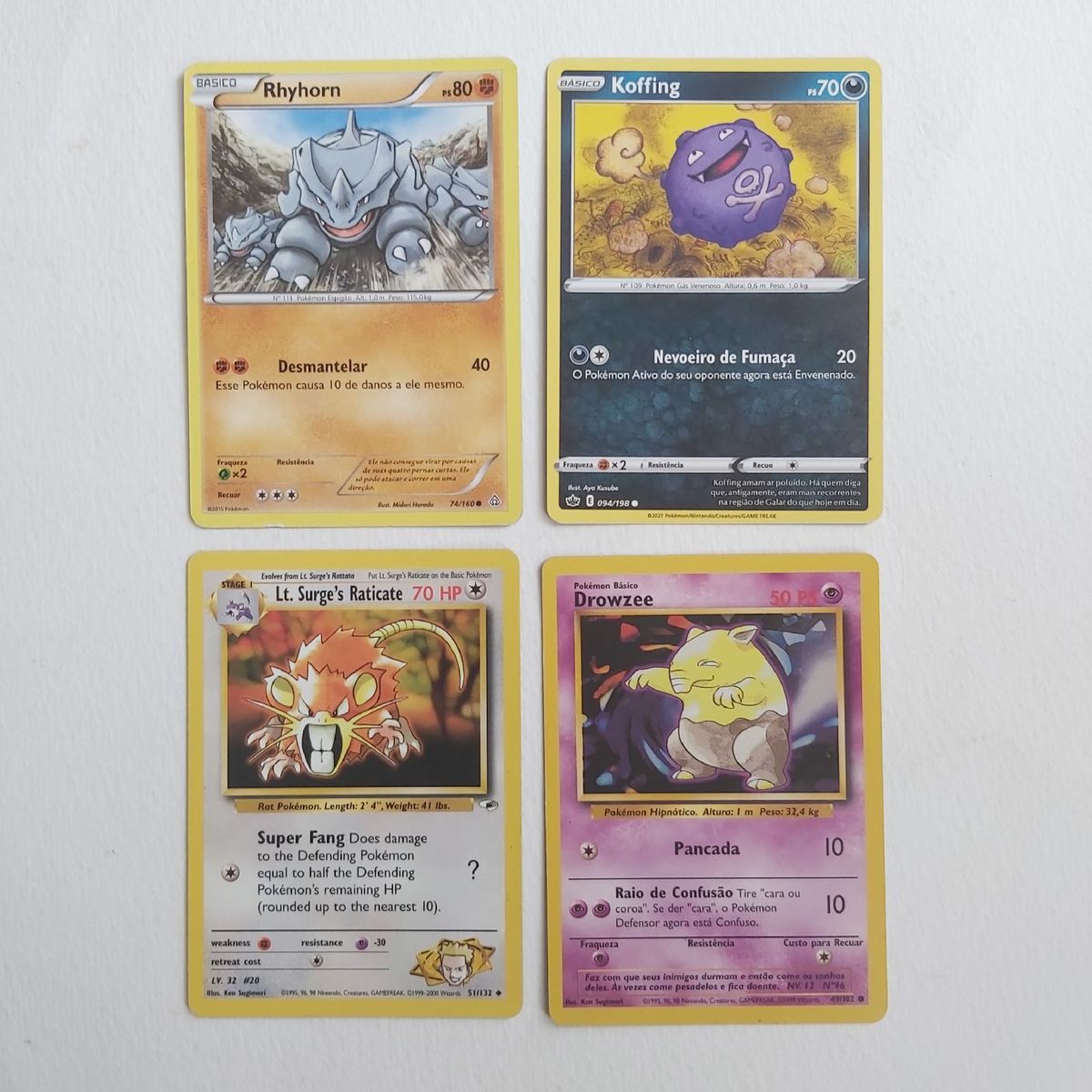 4 Cartas Card Pokémon | Brinquedo para Bebês Pokémon Usado 96761894 ...