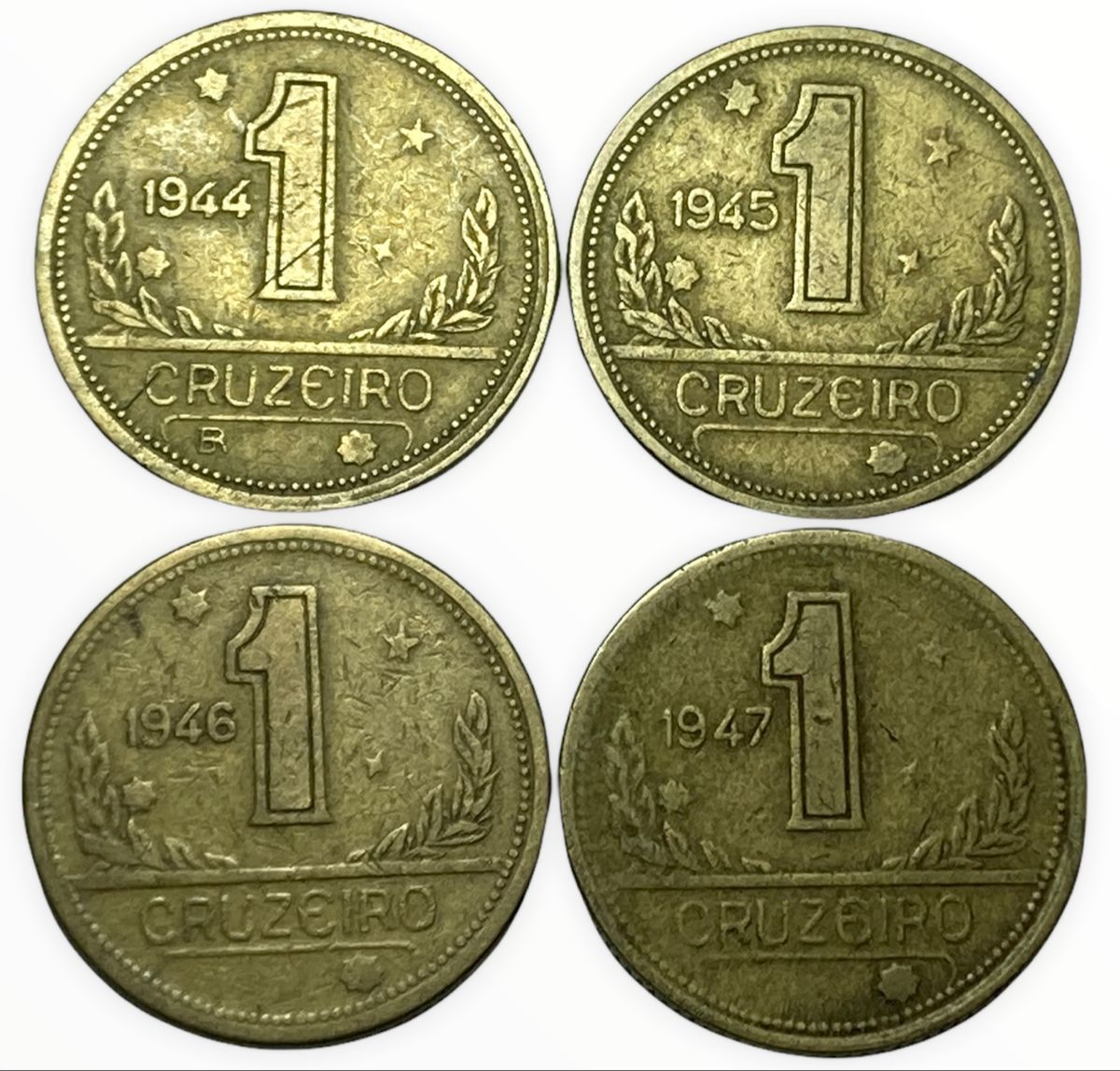 4 Moedas de Cruzeiro Amarelas Brasil Antigas Mapa | Item de Papelaria ...