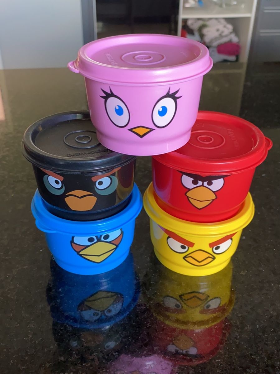 5 Potinhos Angry Birds Tupperware | Móvel de Cozinha Tupperware Usado ...