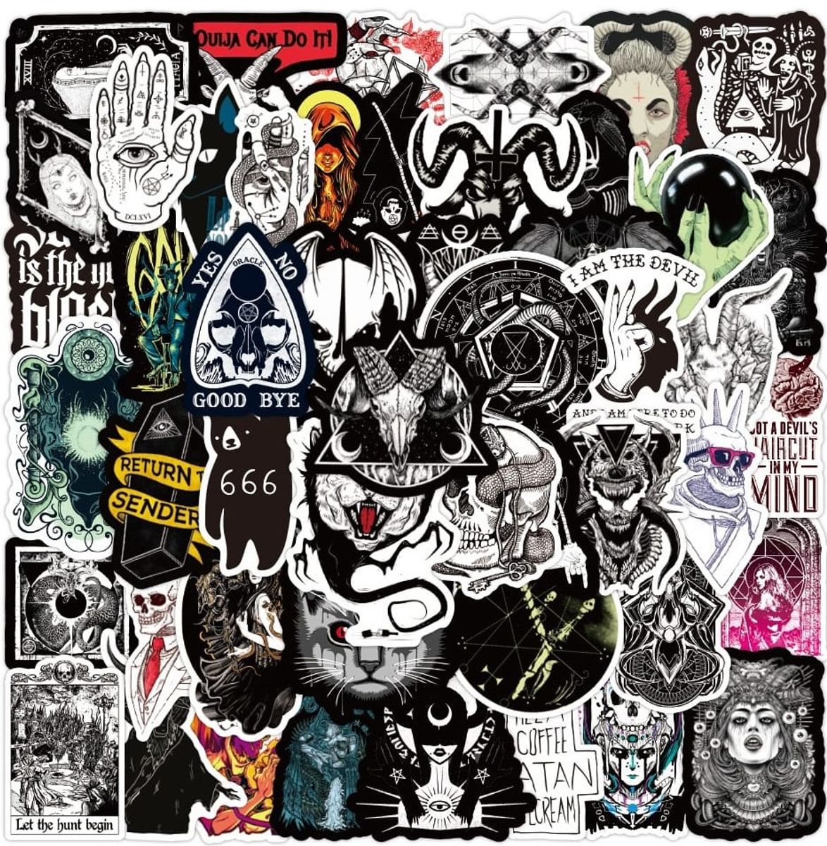 55 Stickers Magia Negra Bruxaria Sobrenatural Adesivos Horror Ocultismo ...