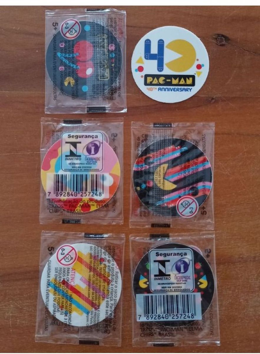 6 Tazos Pac Man Elma Chips Colecionável | Brinquedo Elma Chips Nunca ...