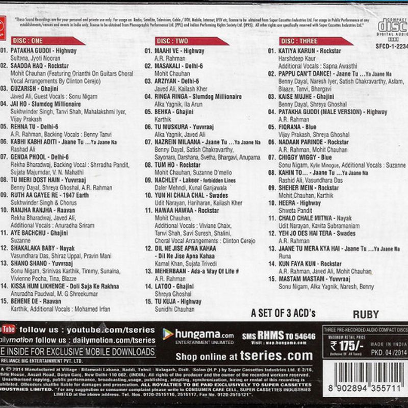 A R Rahman Signature Collection