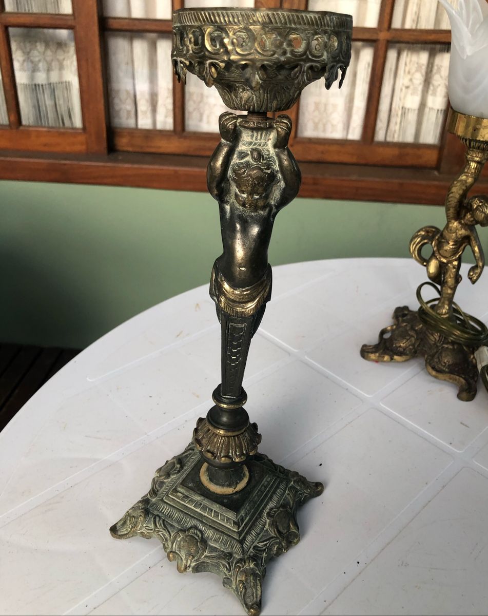 Abajur Antigo Bronze | Móvel de Antiquário Usado 73007765 | enjoei