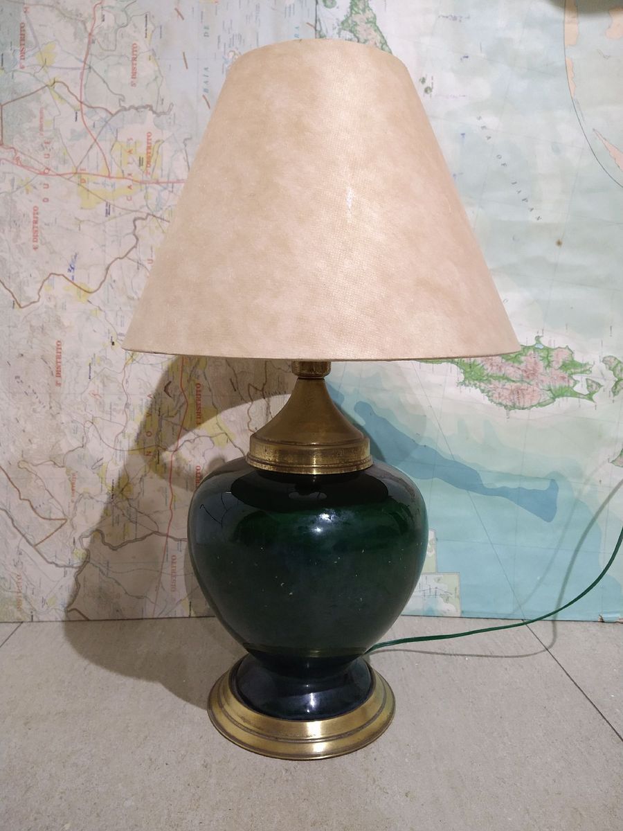 Abajur Vintage em Bronze e Porcelana | Móvel de Antiquário Usado ...