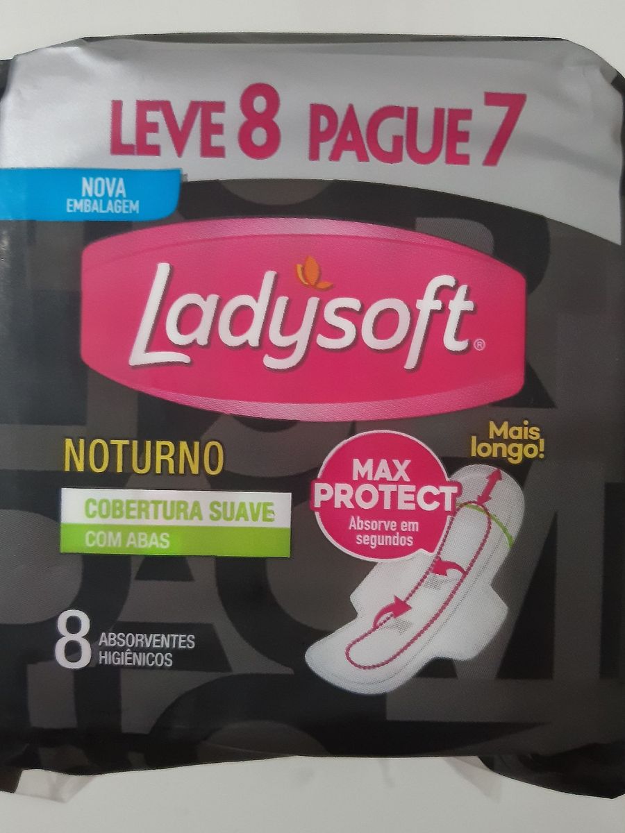 Absorvente Ladysoft Noturno com Abas Kit com 5 Pacotes Totalizando 40 ...