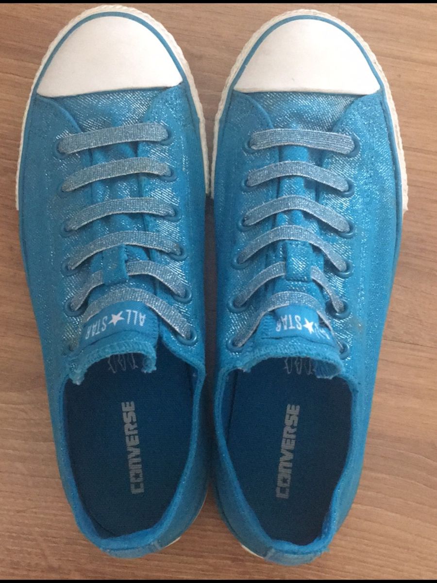 All Star Azul com Brilho | Tênis Feminino All Star Usado 37020448 | enjoei
