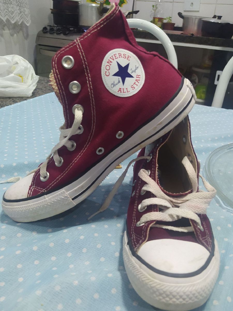 All Star Cano Alto, Cor Vinho, Número 36. | Tênis Feminino All Star ...