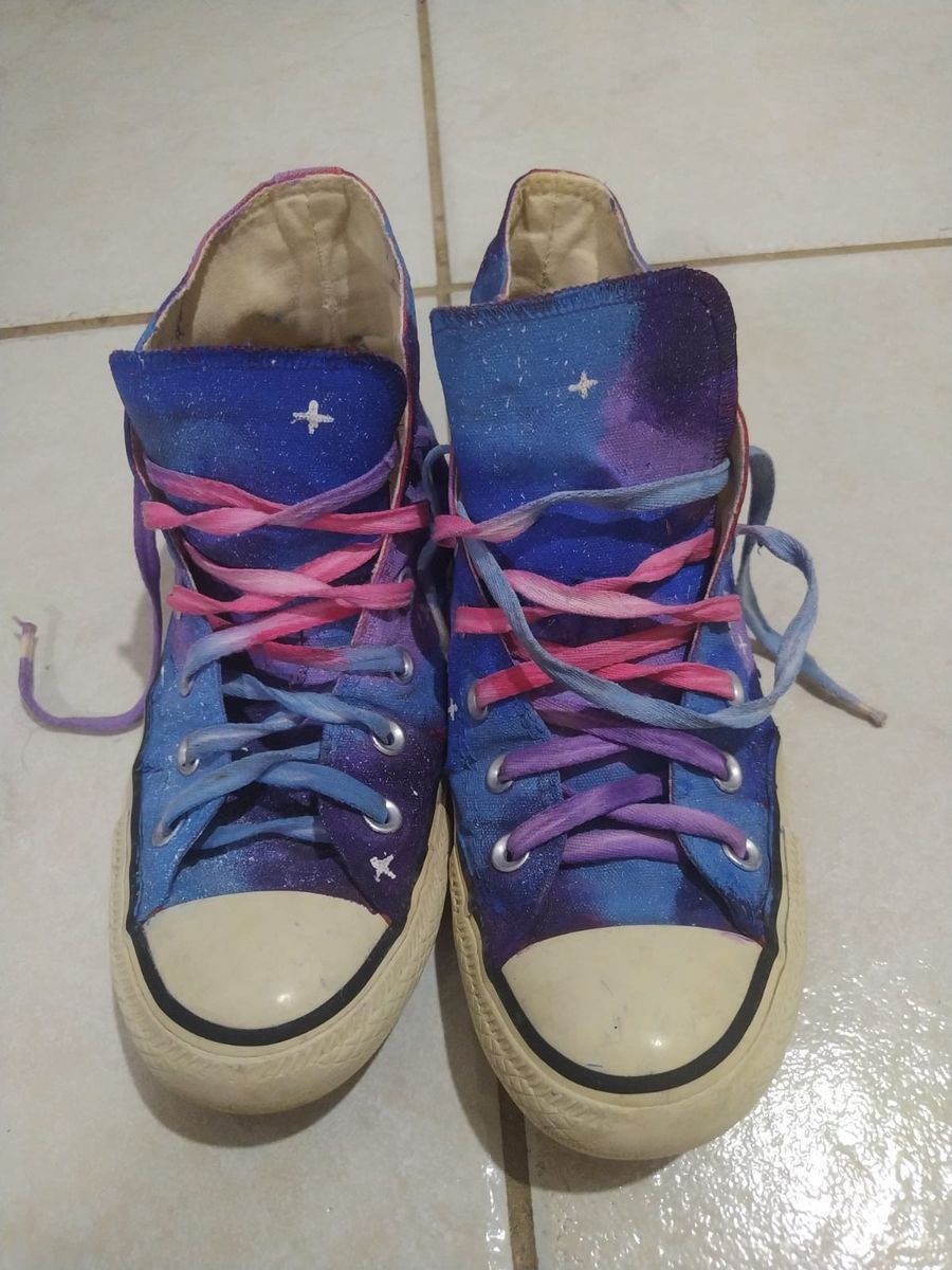 All Star Converse Galaxia Colorido Feito a Mão / Bota / Cano Alto ...