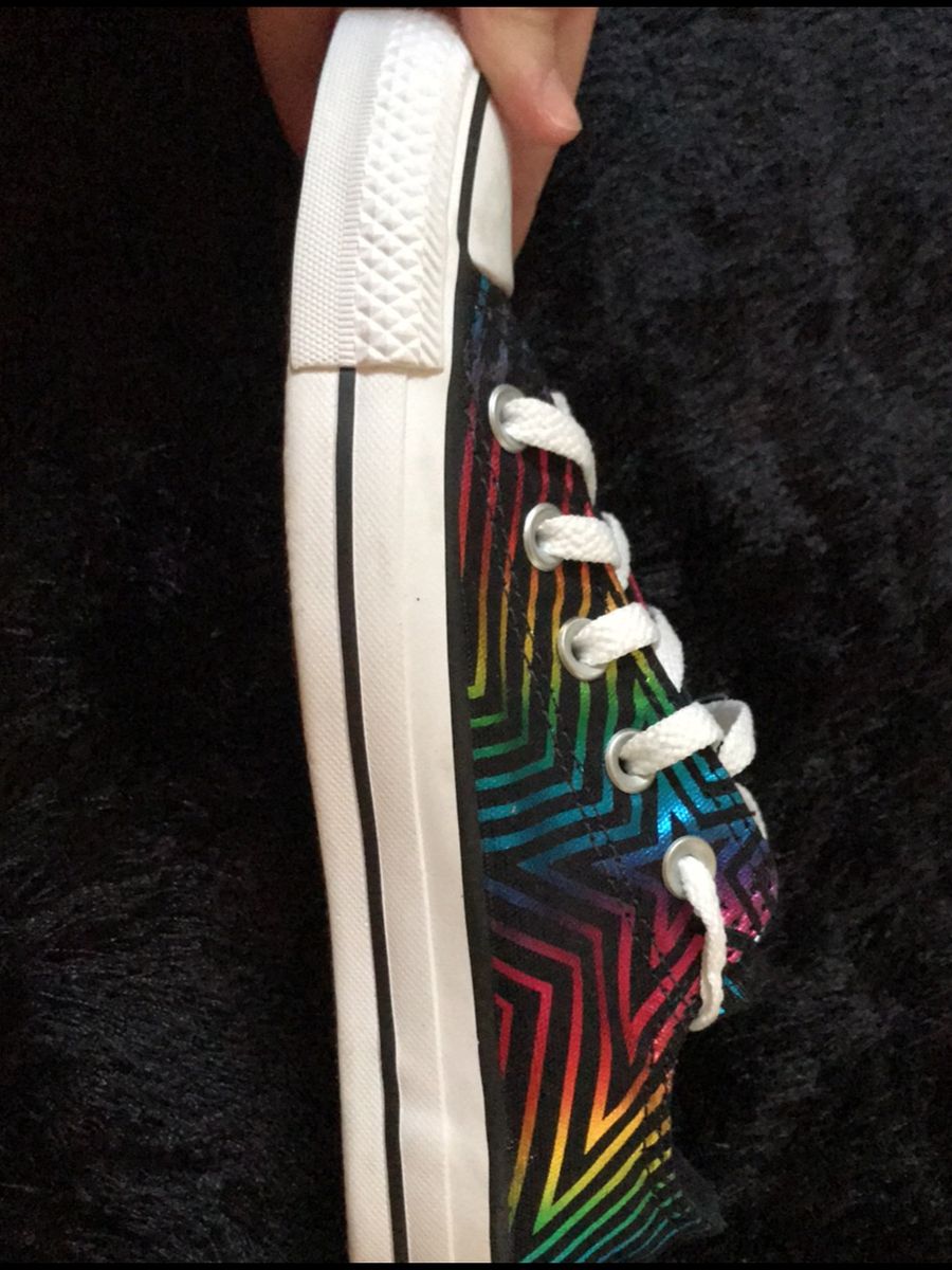 All Star Converse Original Preto Colorido Holográfico | Tênis Feminino ...