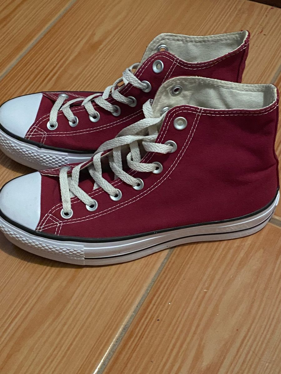 All Star Plataforma Vinho Cano Alto | Tênis Feminino All Star Usado ...