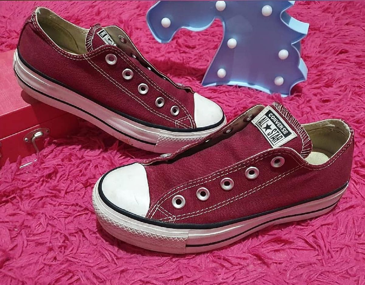 All Star Plataforma Vinho | Tênis Feminino Converse All Star Usado ...