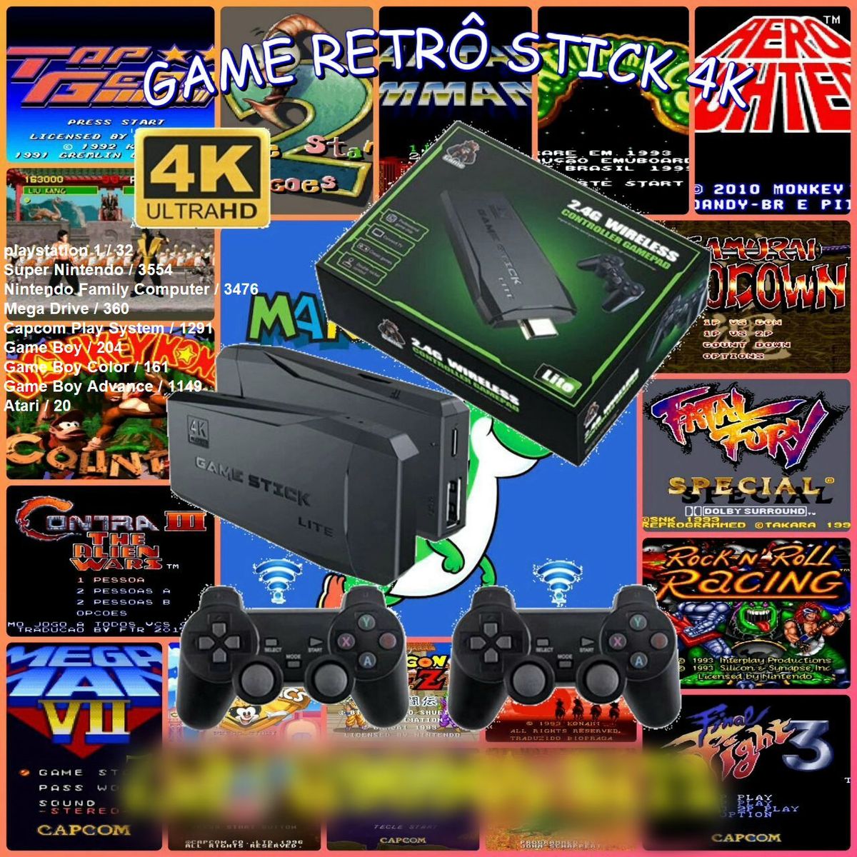 Ame Console Retro Stick 4k Mais de 10 Mil Jogos Clássicos | Console de ...
