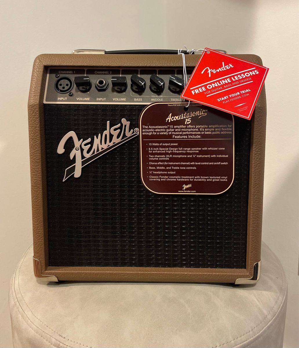 Amplificador Fender Acoustasonic 15 Transistor de 15w Cor Castanho ...