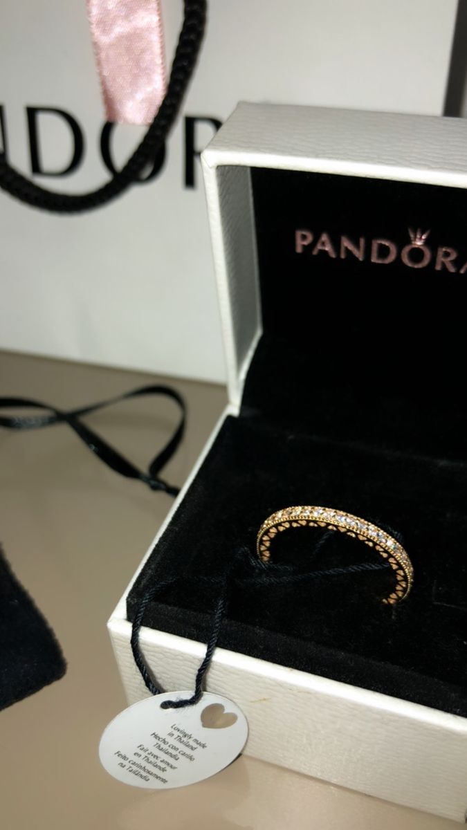 Anel Shine Coração de Pandora Banhado a Ouro 18k | Jóia Feminina ...