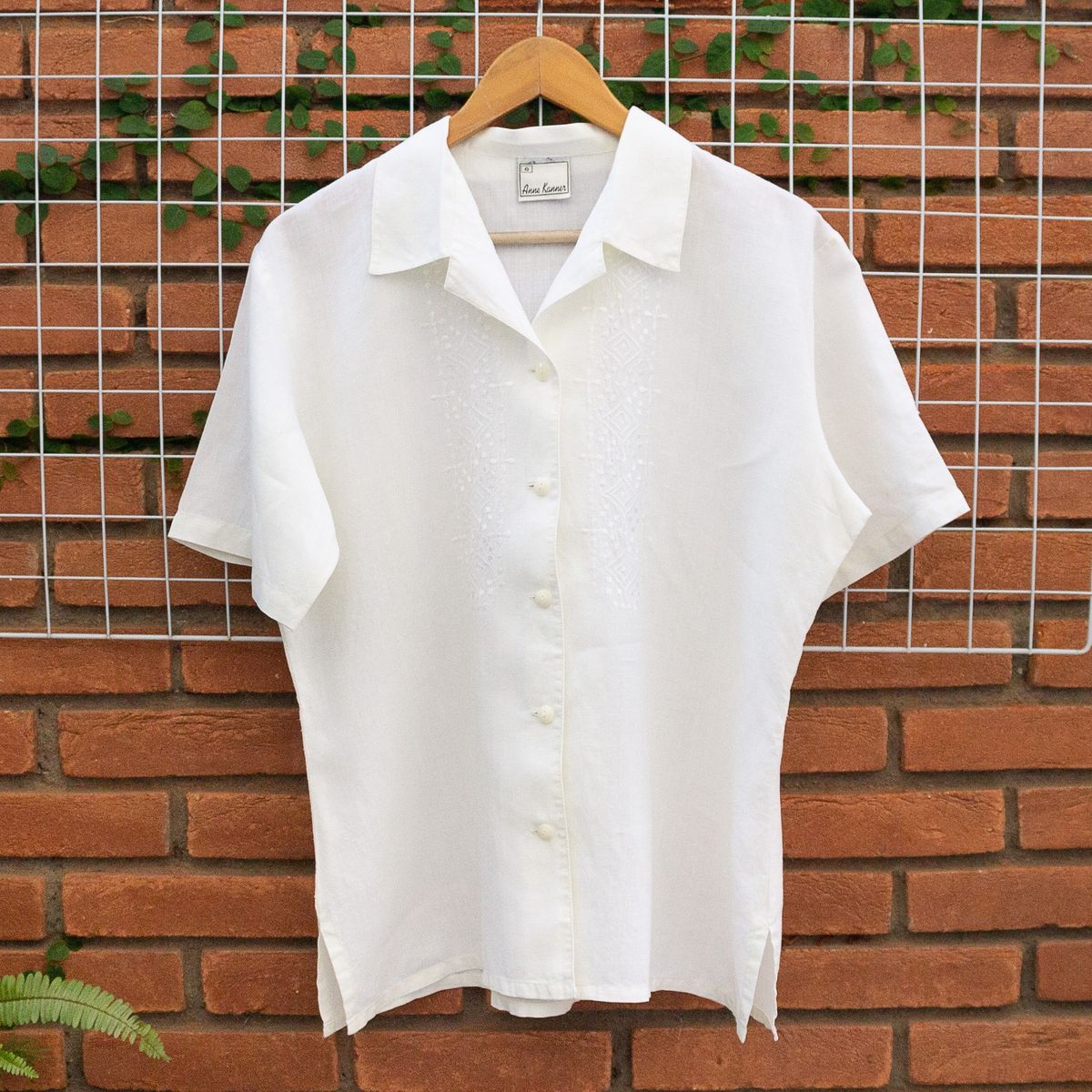 Anne Kanner Camisa Vintage Cgc Bordada Off White de Rami (tipo Linho ...