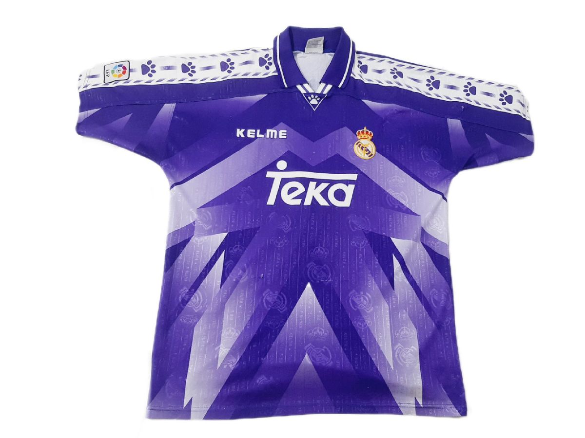 Antiga Camisa Real Madrid Teka Kelme 96/97 Roxa Futebol Raul | Camisa ...