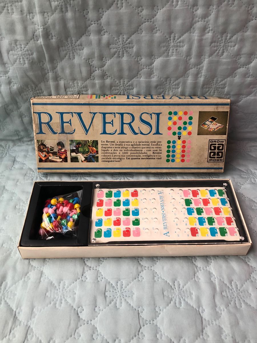 Antigo Jogo Reversi Grow 1980 Completo com Manual Original | Jogo de ...