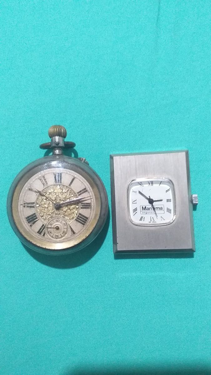Antigo Relógio de Bolso À Corda Fundo Transparente (1950) + 1 Relógio ...