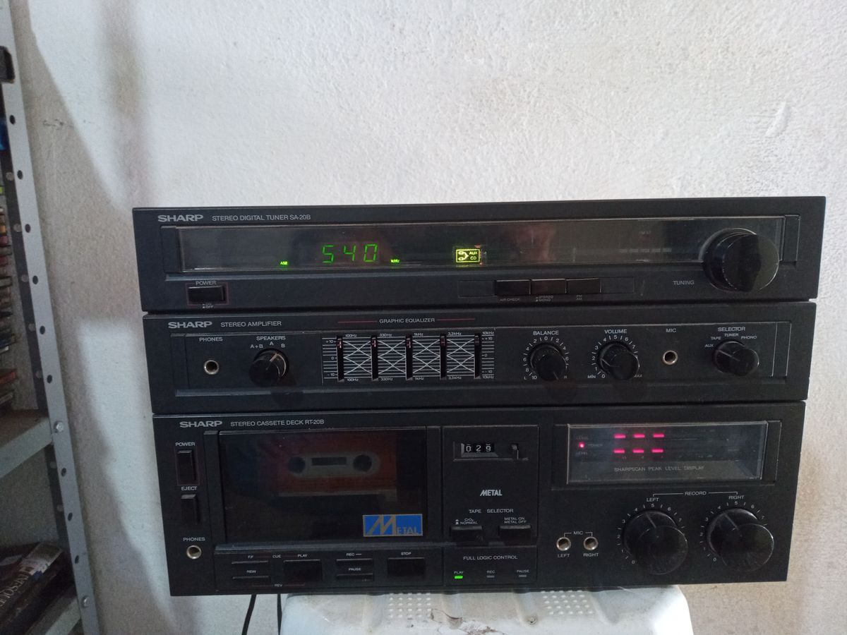 Aparelho de Som Conjunto de Som Sharp Recever Tape (leia Anúncio ...