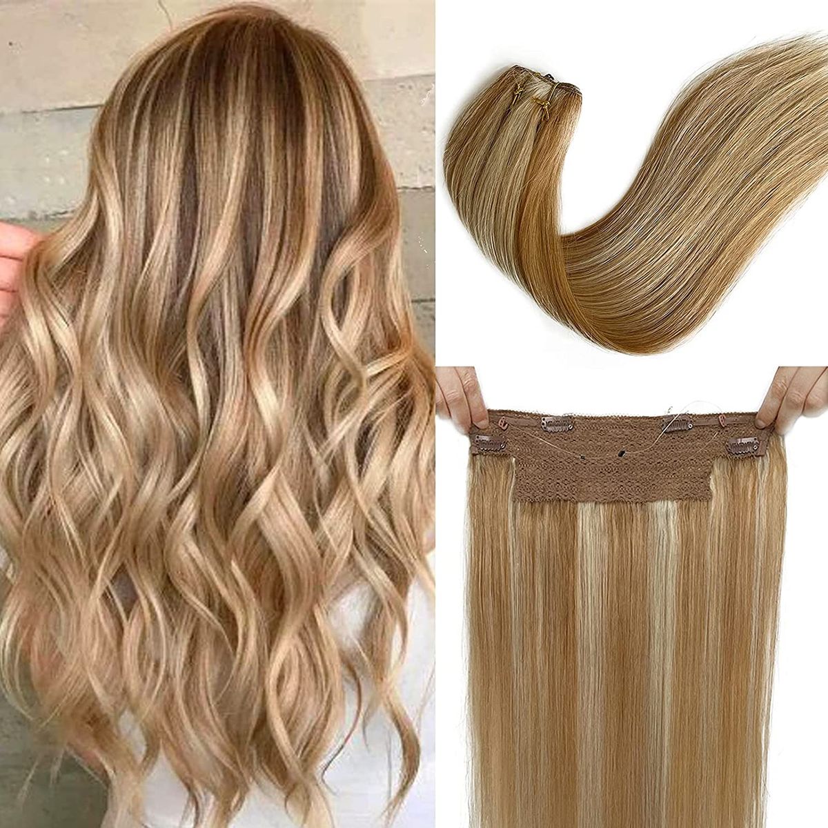 Aplique Loiro Dourado Mechas 60 Cm 120g Tic Tacs | Produto p/ Cabelos ...