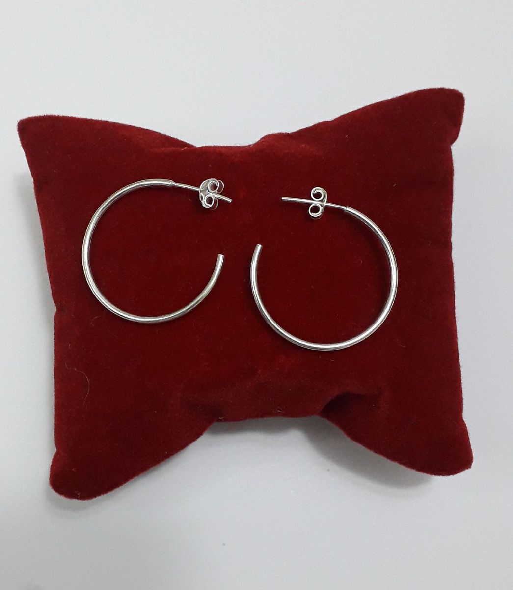 Argola com Tarracha 2,5cm Fio Redondo em Prata 925 Italiana | Jóia Feminina Prata Nunca Usado ...