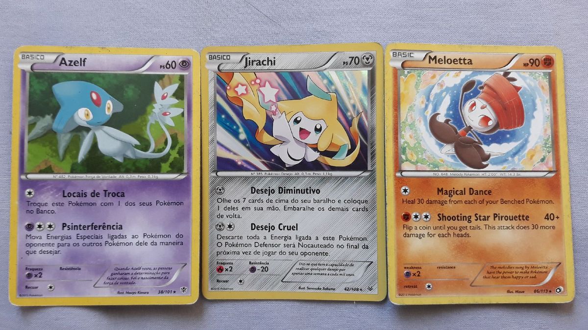 Azelf, Jirachi e Meloetta Cards Pokémon | Jogo de Tabuleiro Pokémon ...