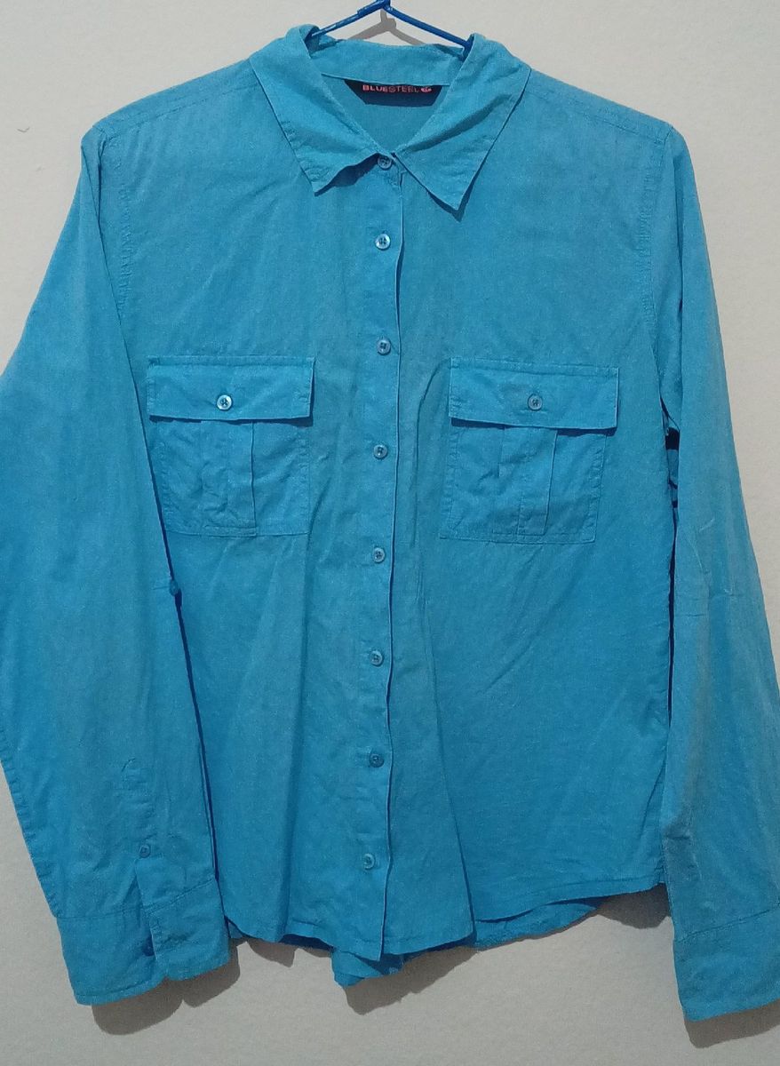 Azul da Cor do Céu | Camisa Feminina Renner Blue Steel Usado 94237676 ...
