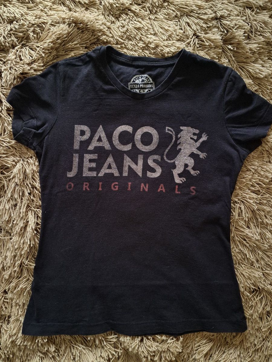 Babylook Preta Estampada | Blusa Feminina Paco Jeans Usado 127714869 ...