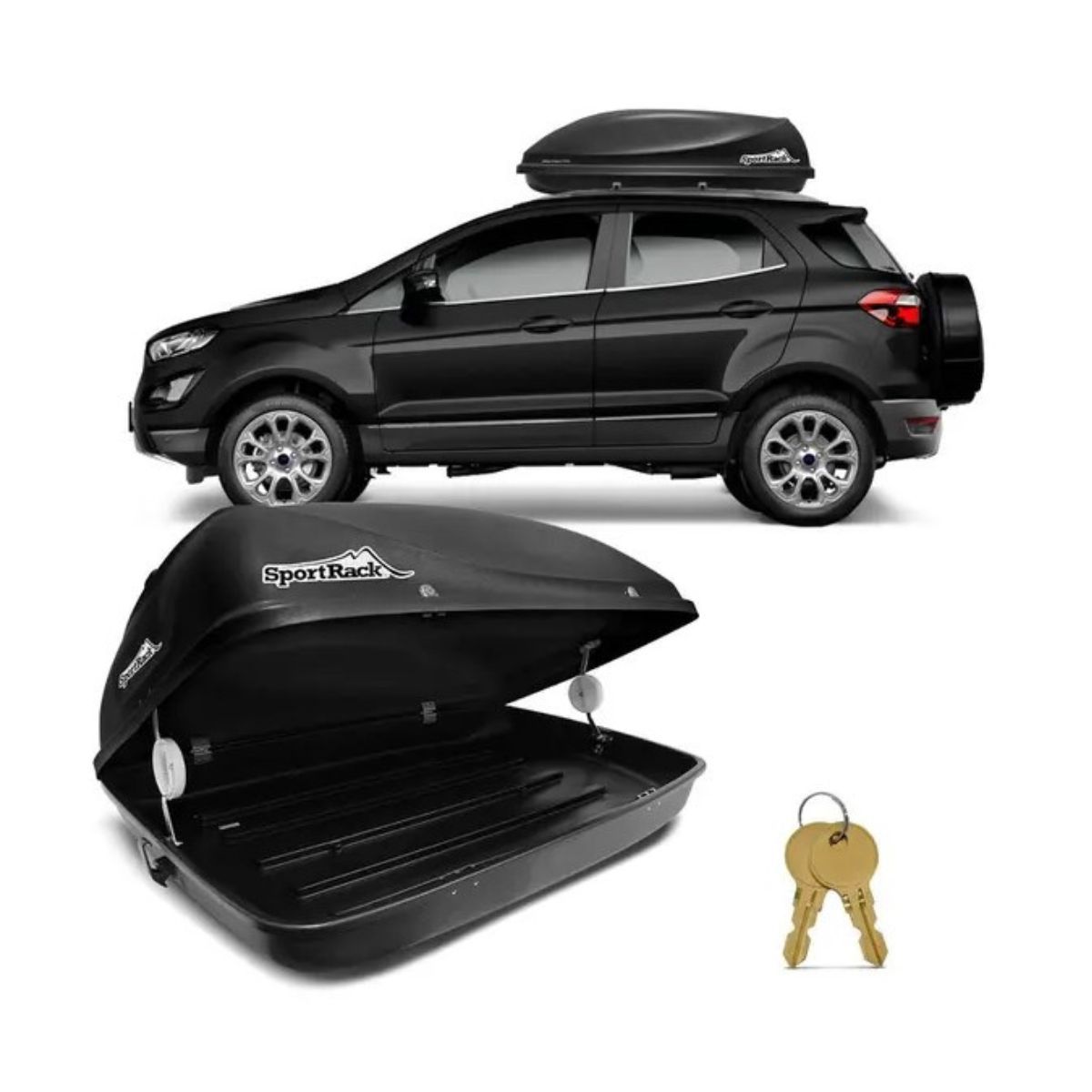 Bagageiro Maleiro de Teto Conquest Preto 370 Litros Sport Rack 50kg ...