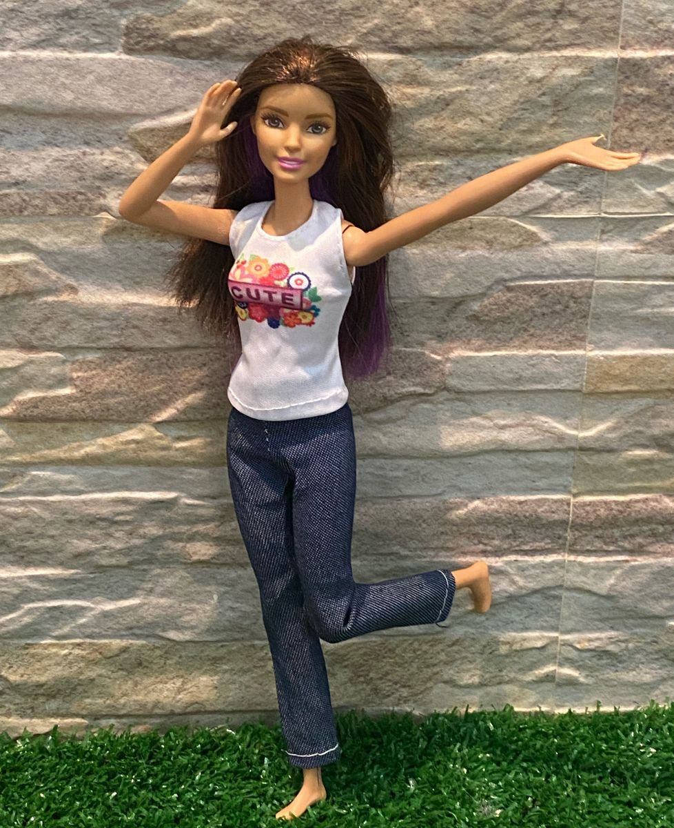 Barbie Morena com Mecha Roxa Articulada Mattel Original Linda ...