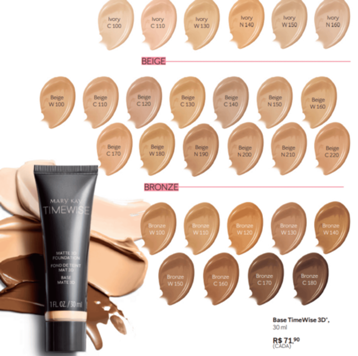 Base Timewise 3d Mary Kay Cor Beige C170 | Maquiagem Feminina Mary Kay ...