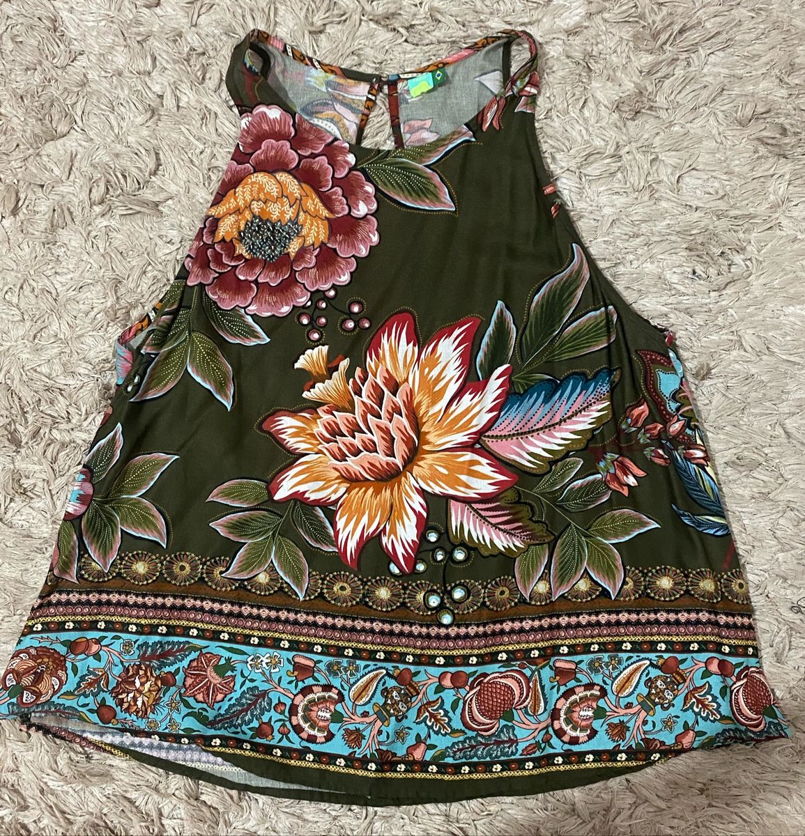 Bata Farm Floral Verde | Blusa Feminina Farm Usado 60011009 | enjoei