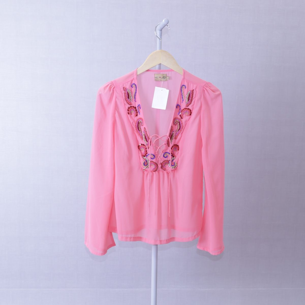 Bata Rosa Bordada Patbo para Cea | Blusa Feminina Patbo Para Cea Usado ...