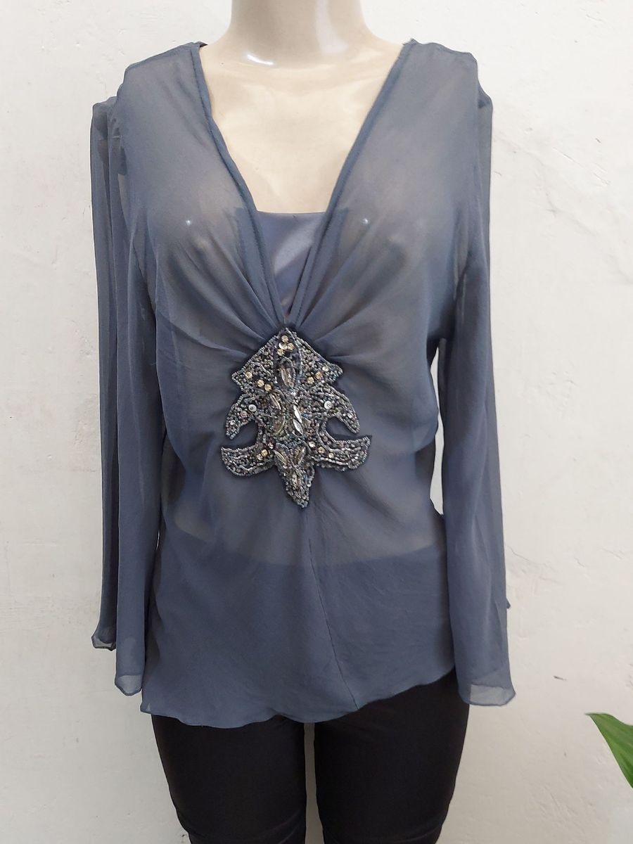 Bata Transparente Pedraria | Blusa Feminina Usado 72465914 | enjoei