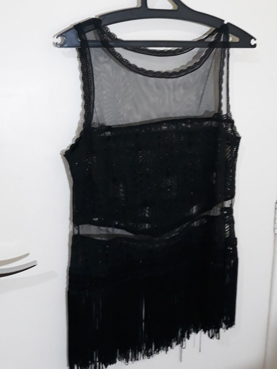 Bata Transparente Preta | Blusa Feminina Usado 30628583 | enjoei