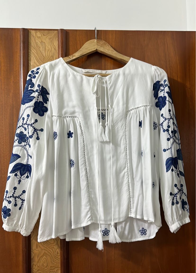 Bata Zara Bordada | Blusa Feminina Zara Usado 105462308 | enjoei