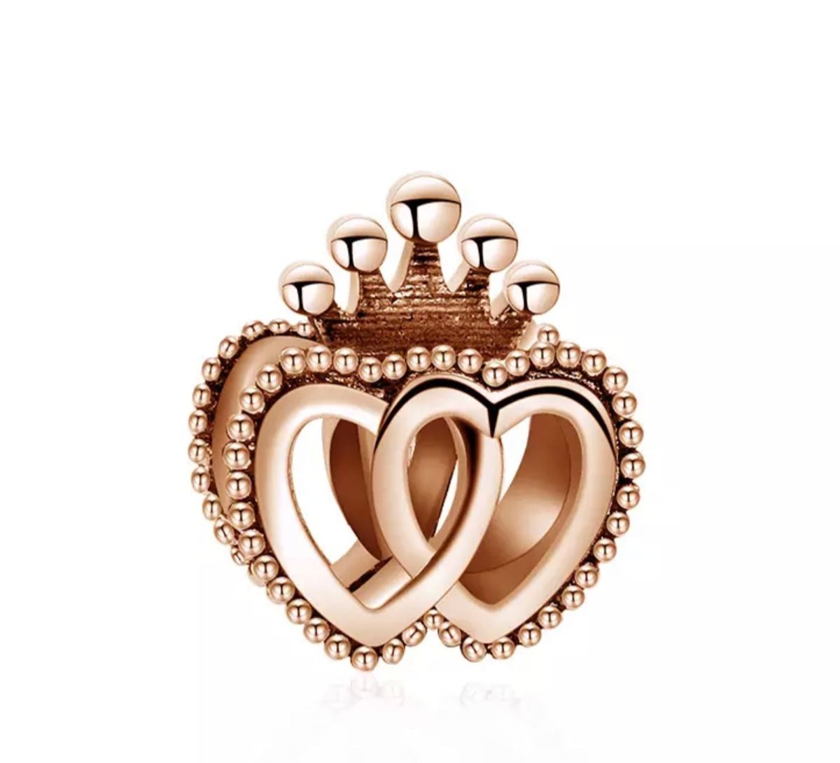 Berloque Passante Coração Duplo Rosé Gold | Bijuteria Feminina Nunca ...