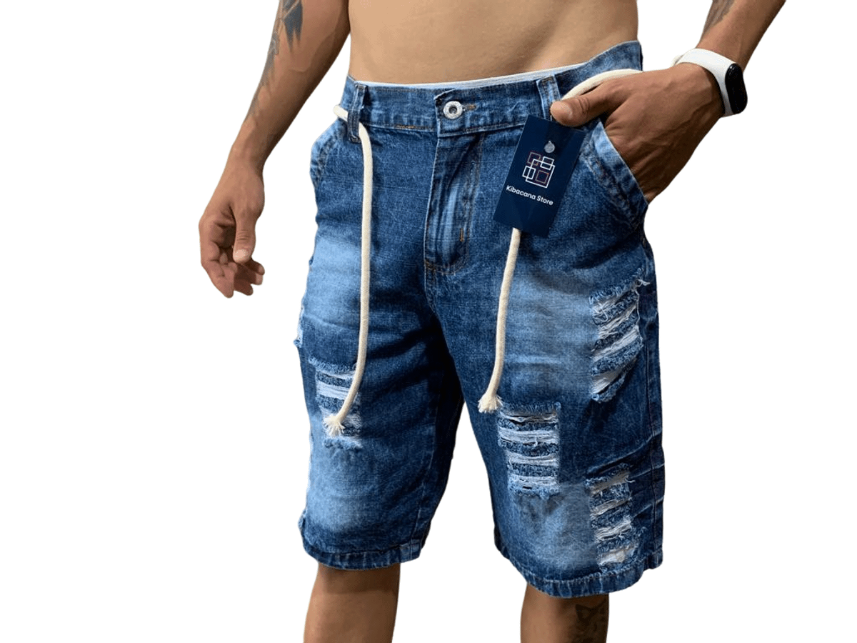 Bermuda Jeans Masculina Rasgada Destroyed | Bermuda Masculina Fdm Nunca ...