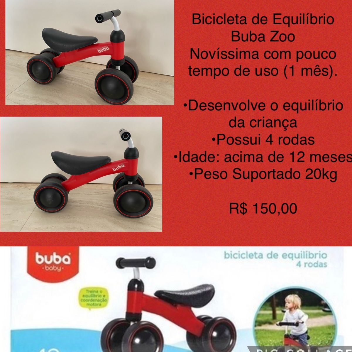 Bicicleta de Equilíbrio Buba Zoo 63371174 | enjoei