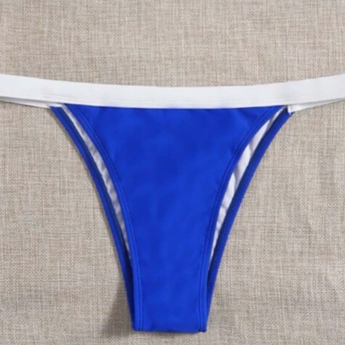 Biquíni Asa Delta Azul Royal Com Branco Moda Praia Feminina Shein