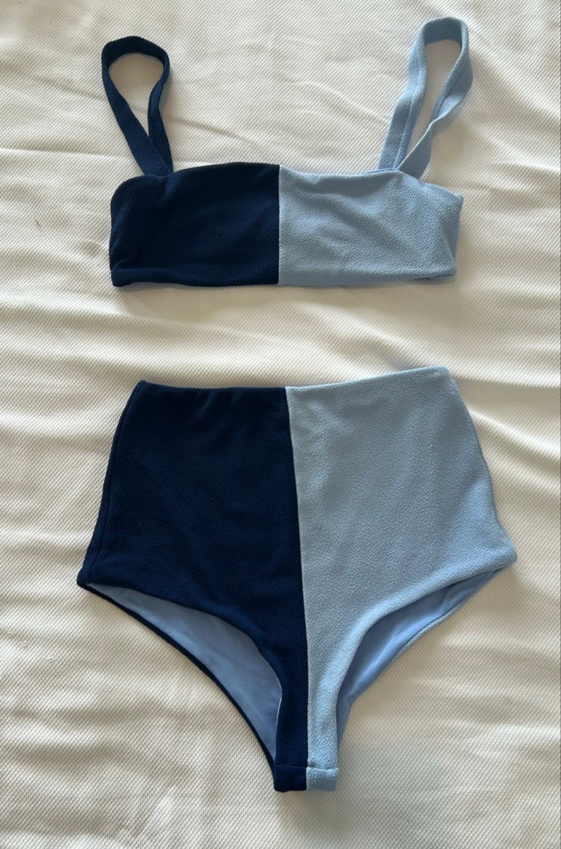 Biquini Azul Hot Pants e Top Faixa | Moda Praia Feminina Três Nunca ...