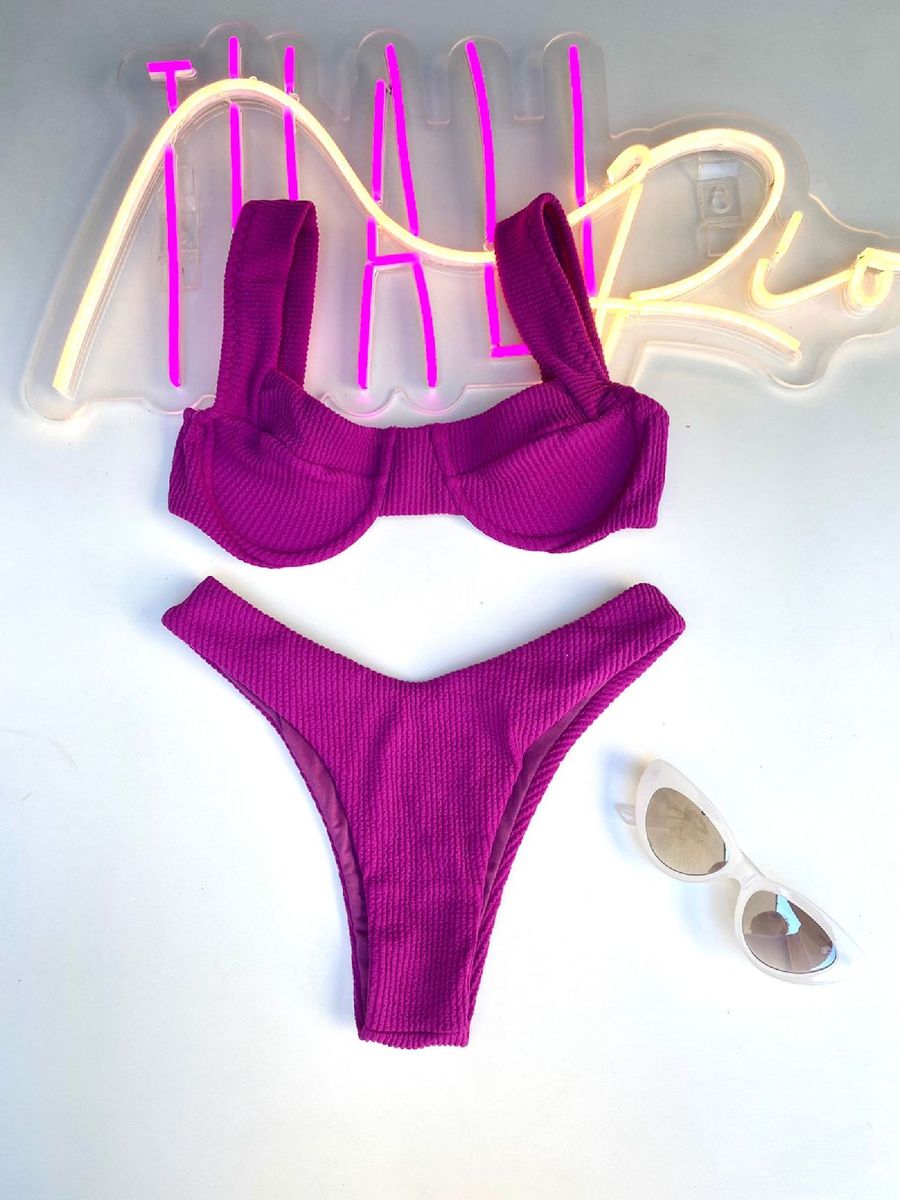 Biquíni Canelado Roxo Moda Praia Feminina Thali Rio Nunca Usado
