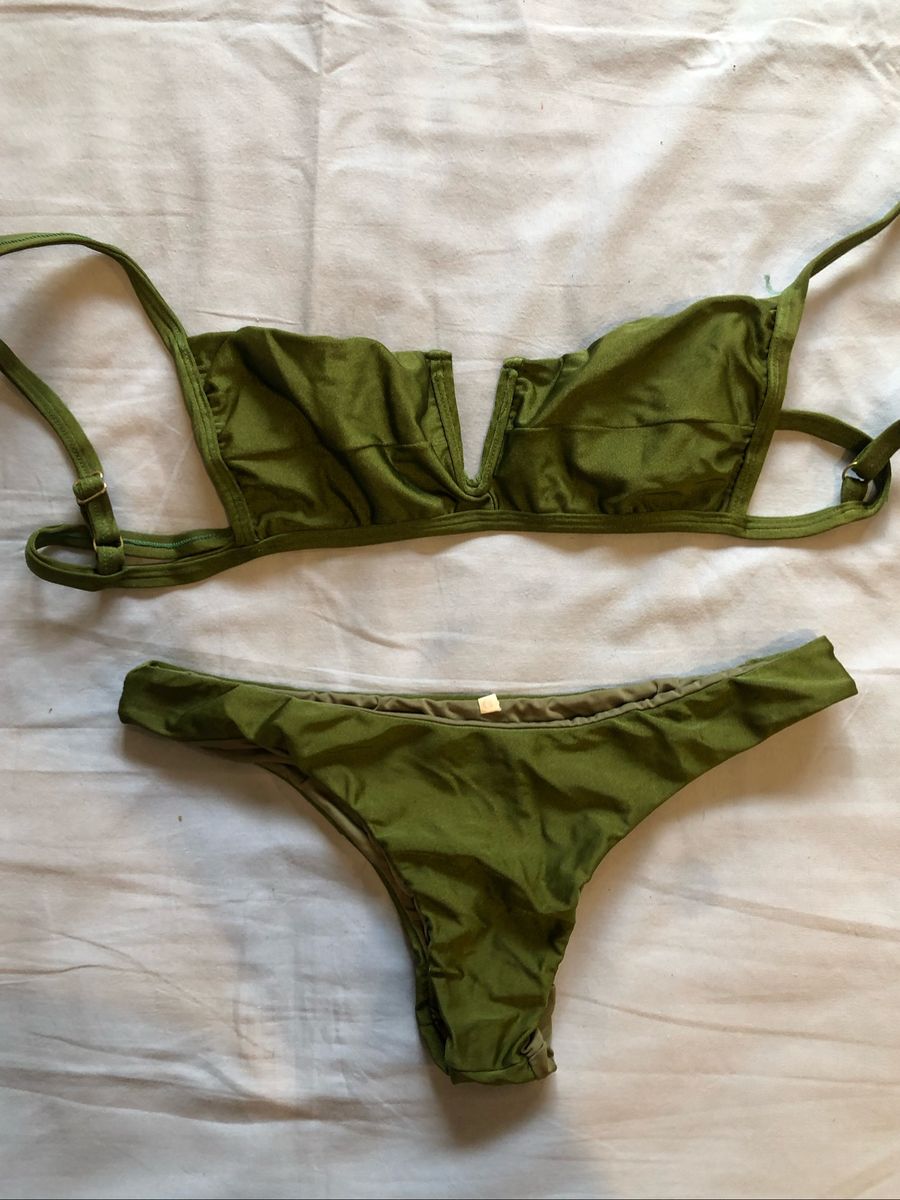 Biquini Verde Militar Brilhoso Moda Praia Feminina Lu Biquinis Nunca
