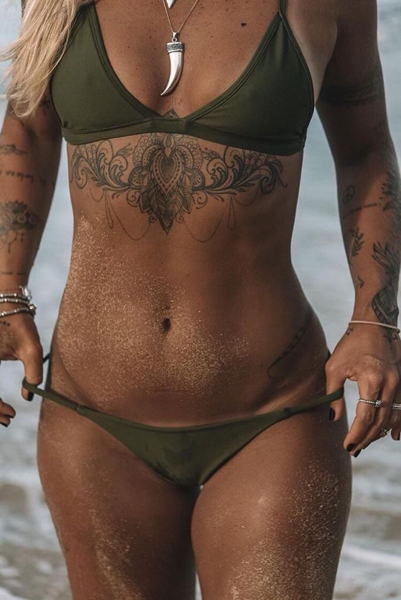 Biquini Verde Militar Moda Praia Feminina Kailan Bikini Usado