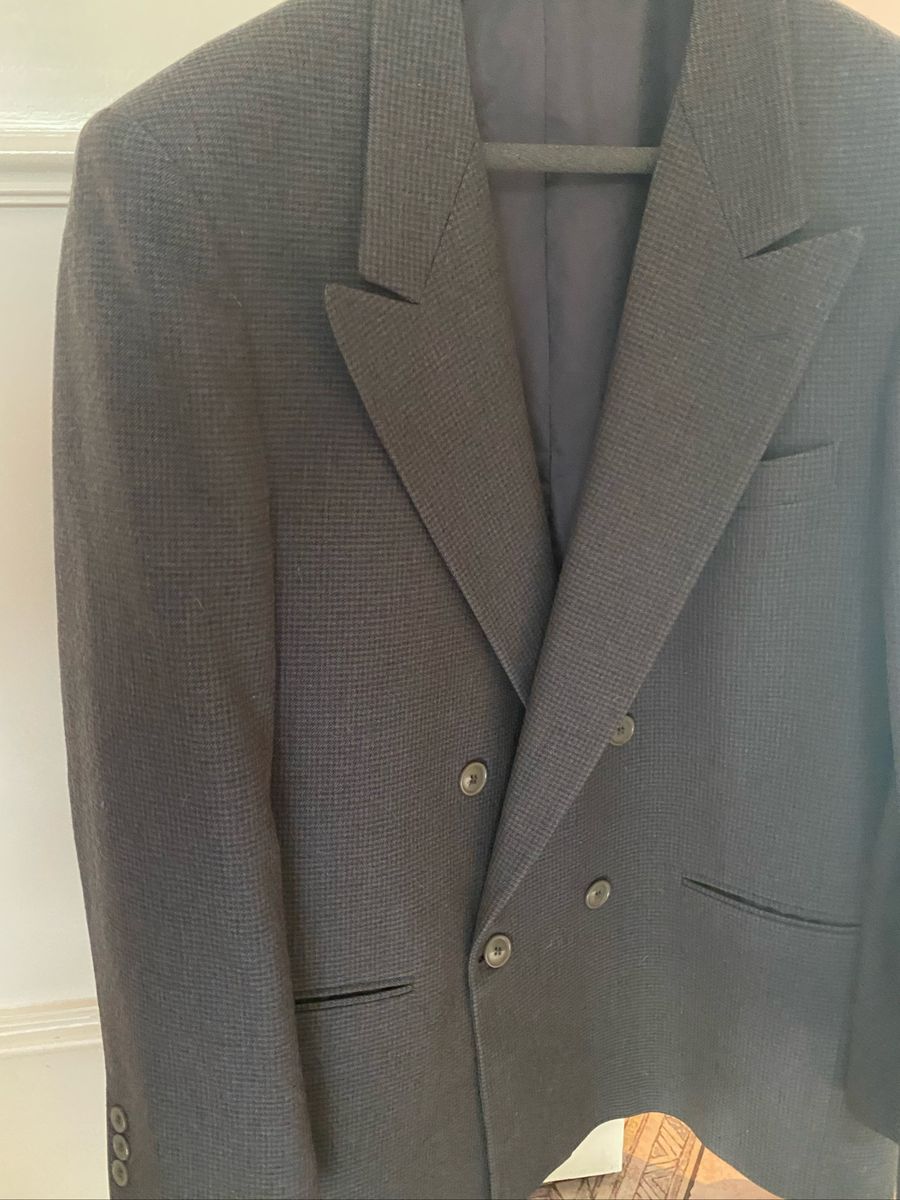 Blaiser Masculino em La Tam 56 Cor Marrom com Micro Pigmentação Azul ...