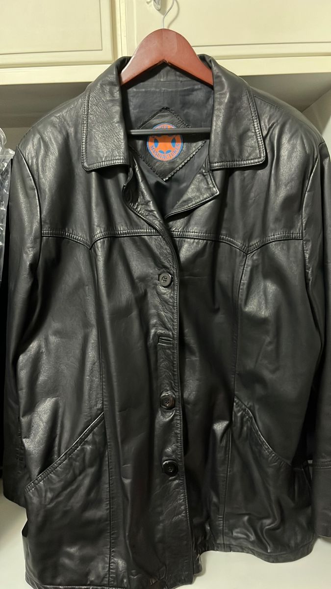 Blaser Preto Couro Legítimo | Casaco Feminino Leather Way Usado ...