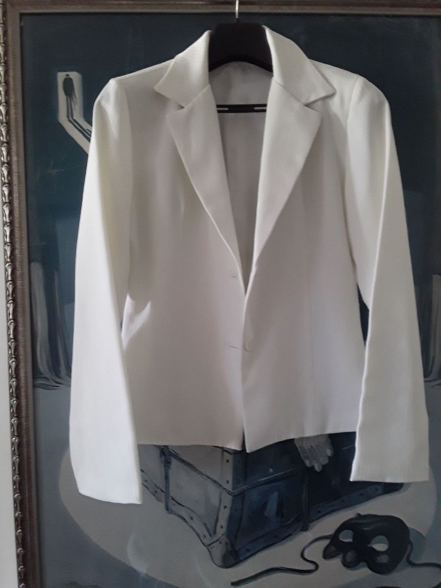 Blazer Branco 100% Poliéster Anne Kanner | Casaco Feminino Anne Kanner ...