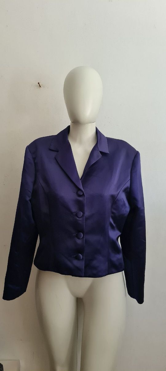 Blazer Curto Azul Marinho Mary Zaide | Casaco Feminino Mary Zaide Usado ...